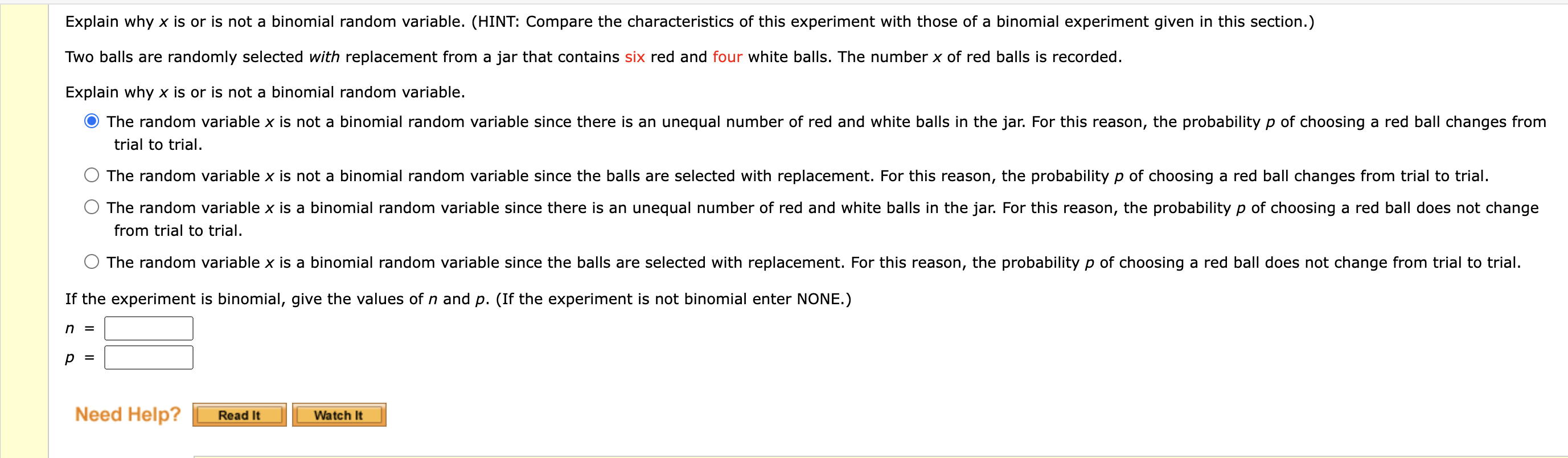 Solved Explain why x is or is not a binomial random | Chegg.com