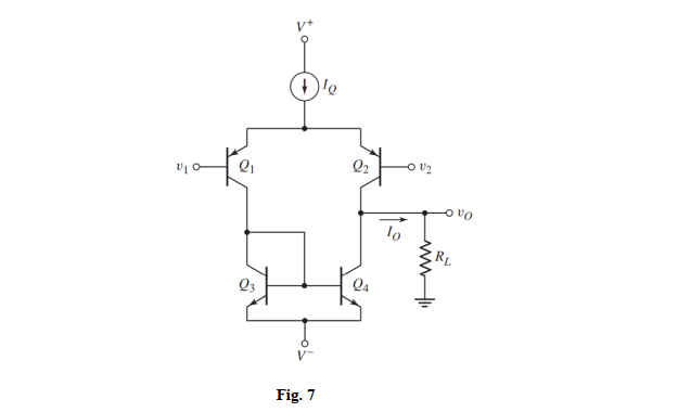 Solved 7) The differential amplifier shown in Fig. 7 has a | Chegg.com