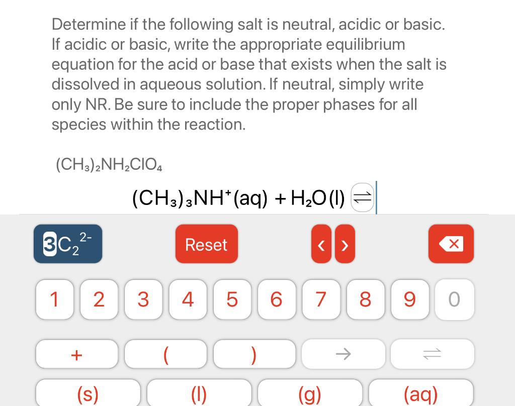 Solved Determine if the following salt is neutral, acidic or | Chegg.com