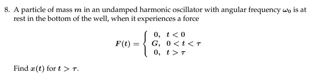 Solved 8. A particle of mass m in an undamped harmonic | Chegg.com
