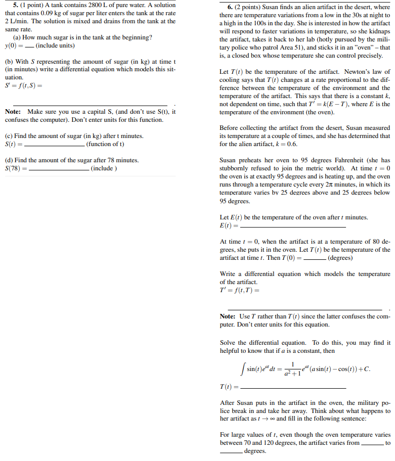 Solved Differential equation problems. I need steps with | Chegg.com