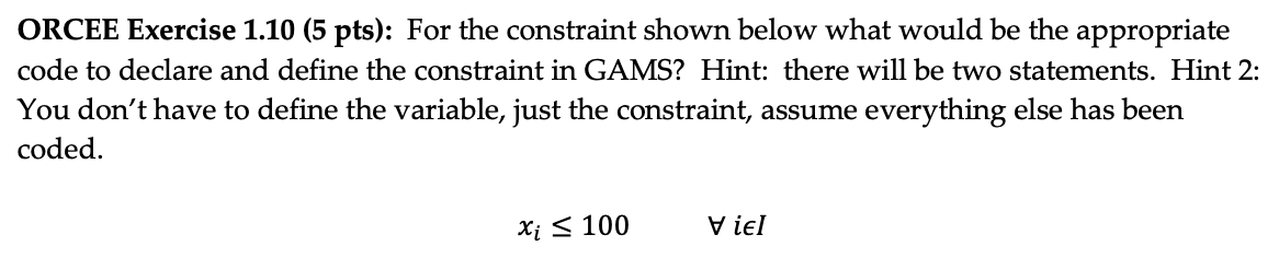 Solved ORCEE Exercise 1.10 (5 pts): For the constraint shown | Chegg.com