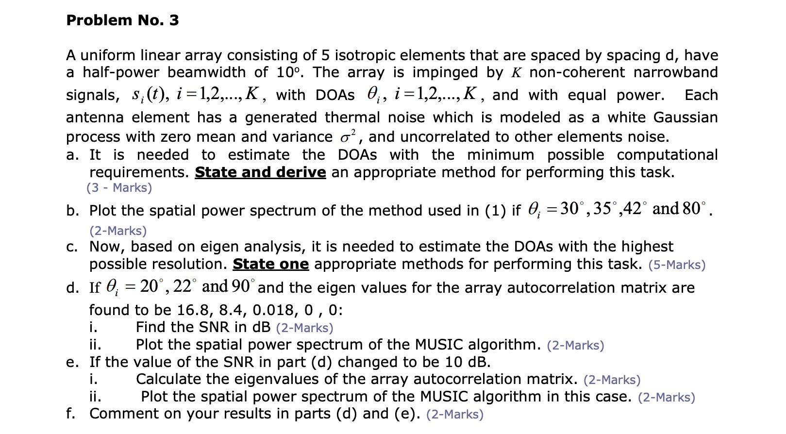 Problem No 3 A Uniform Linear Array Consisting Of 5