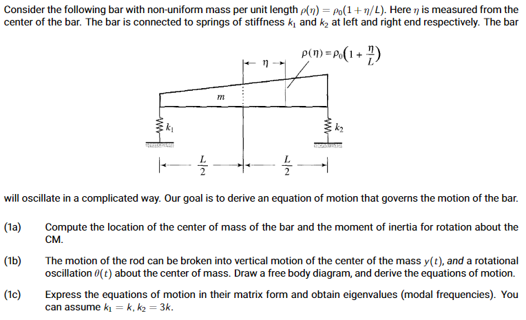 Solved Consider the following bar with non-uniform mass per | Chegg.com