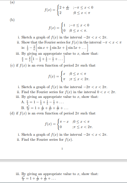 Solved 2. ﻿Find the Fourier series for the following | Chegg.com