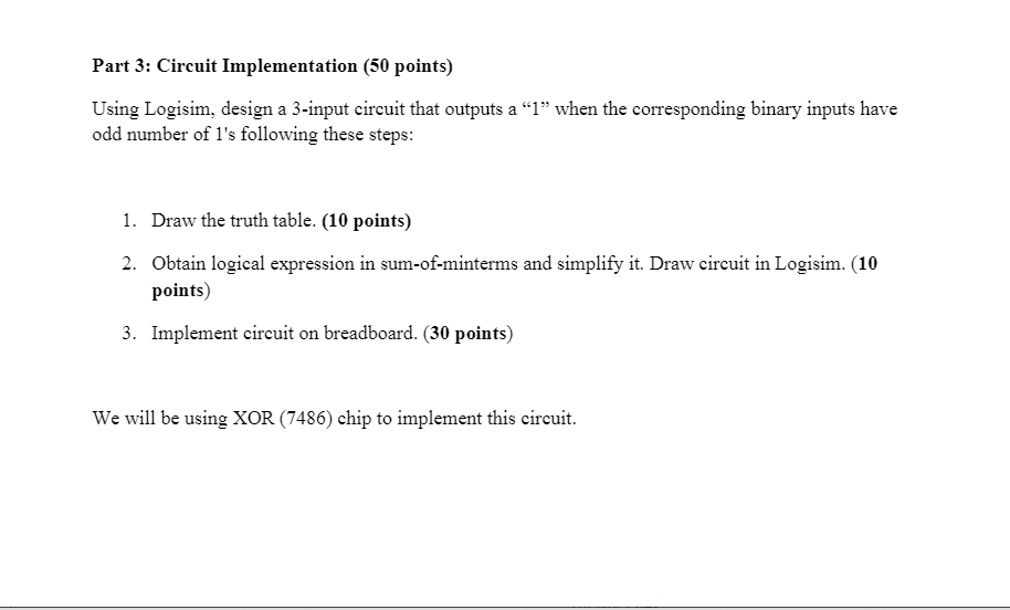 Solved Part 3: Circuit Implementation(50points) Using | Chegg.com