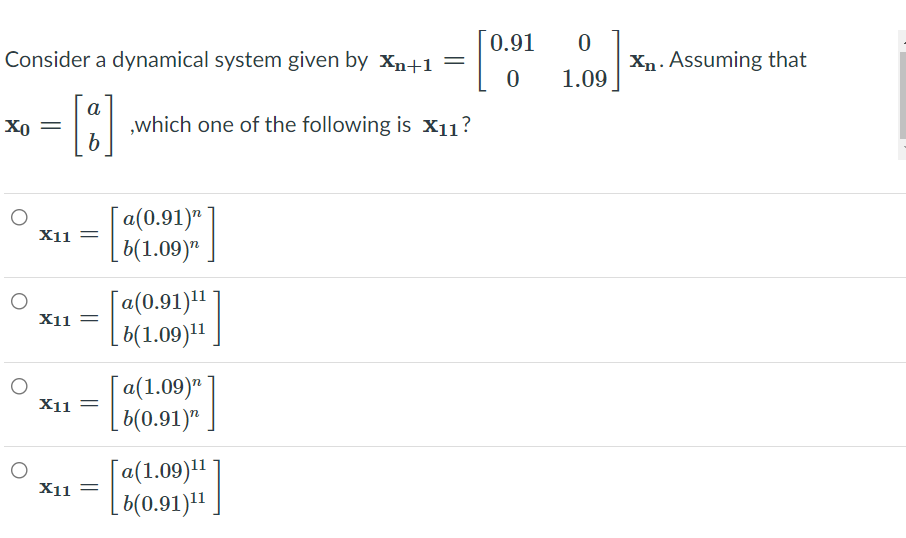 Solved 0.91 Consider a dynamical system given by xn+1 = ( 0 | Chegg.com