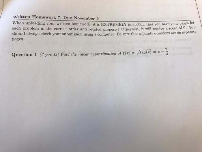 Solved Written Homework 7, Due November 9 When uploading | Chegg.com