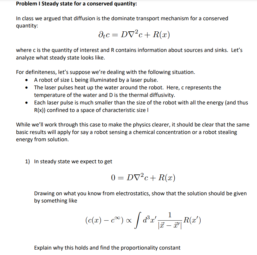 Solved Problem I Steady state for a conserved quantity: In | Chegg.com