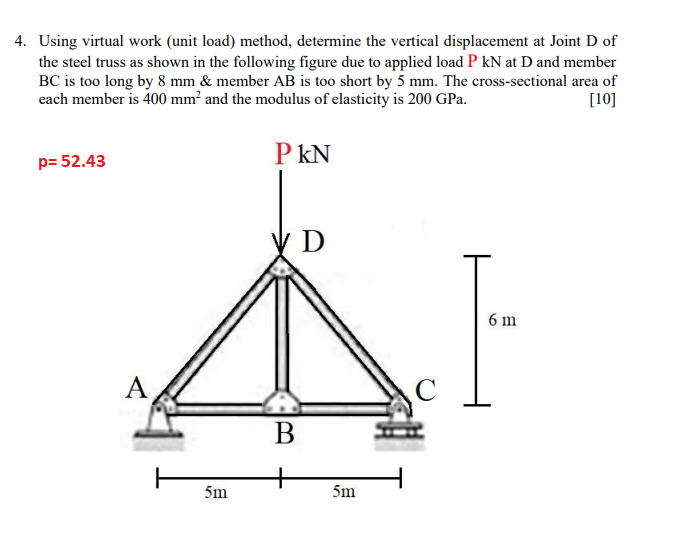 Solved 4. Using virtual work (unit load) method, determine | Chegg.com