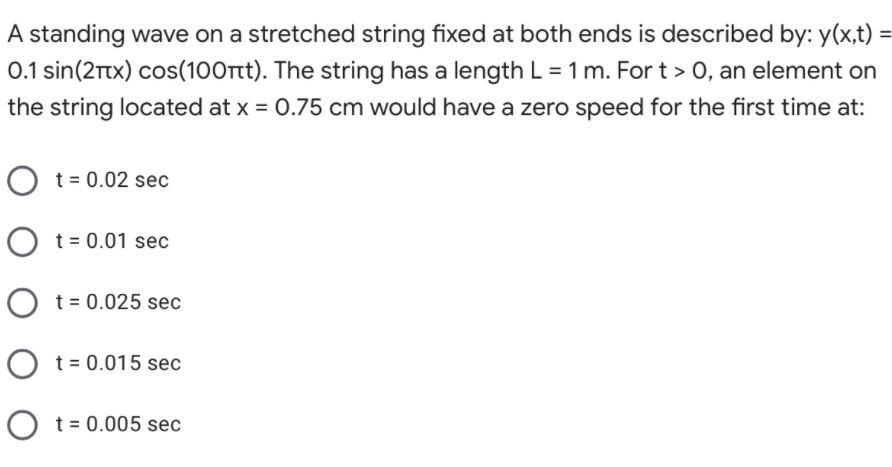 Solved A standing wave on a stretched string fixed at both | Chegg.com