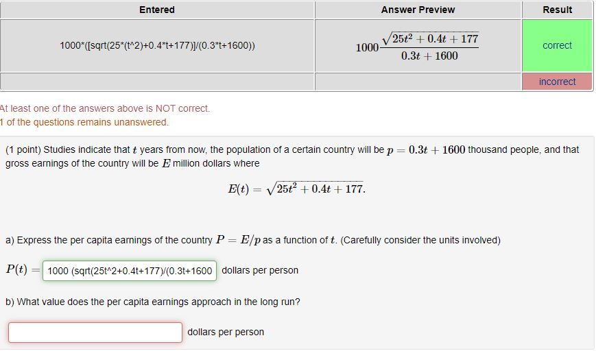 Solved Entered Answer Preview Result | Chegg.com