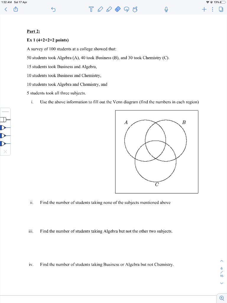 Solved 1:32 AM Sat 17 Apr @ 13% 5 To 0 + O Part 2: Ex 1 | Chegg.com