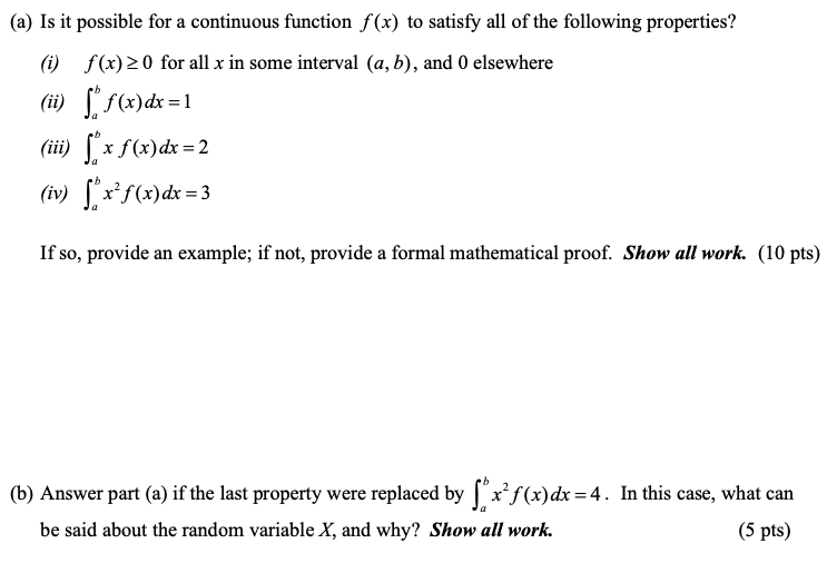Solved (a) Is it possible for a continuous function f(x) to | Chegg.com