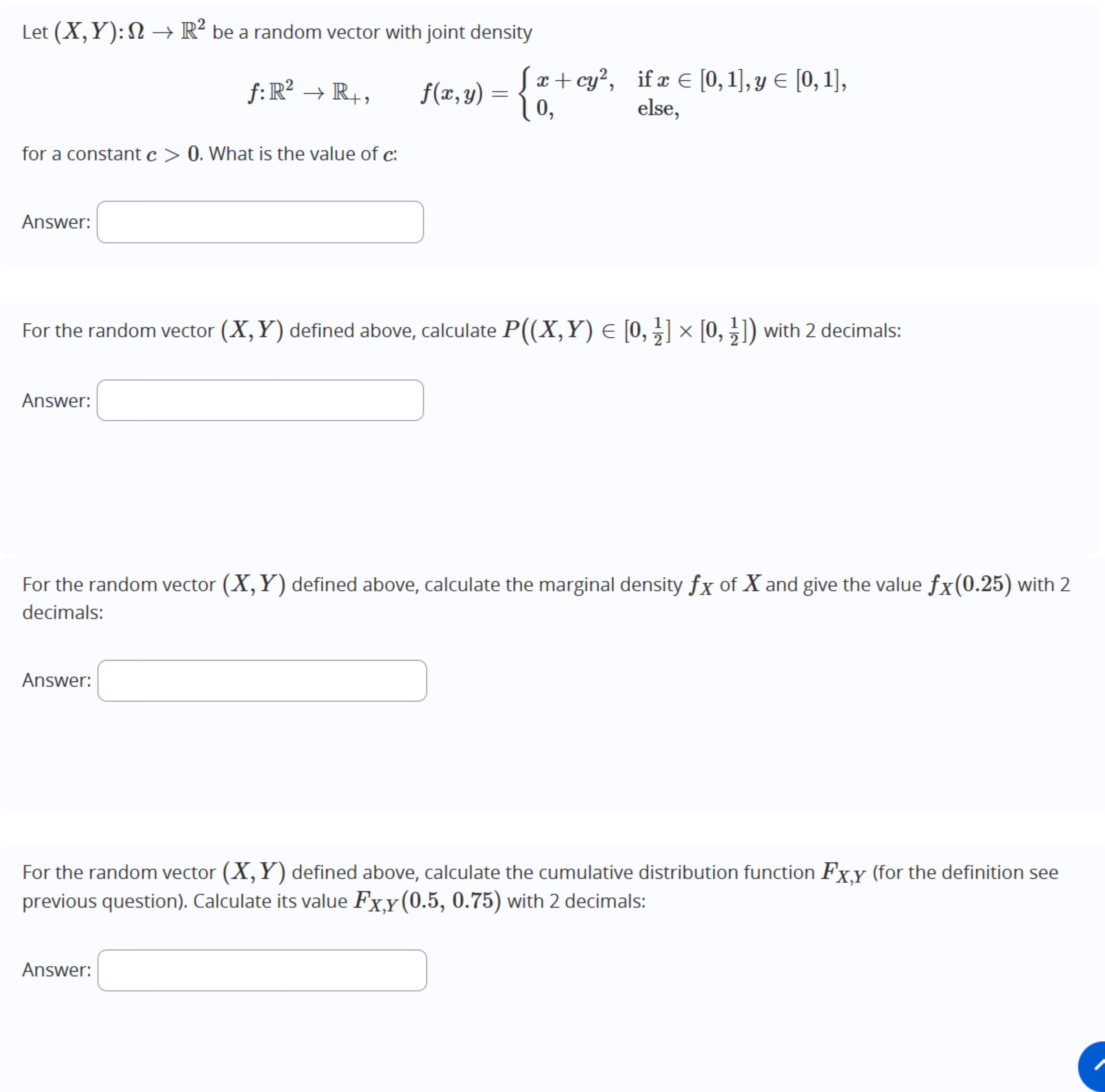 Solved For the random vector (x,Y) ﻿defined above, calculate | Chegg.com