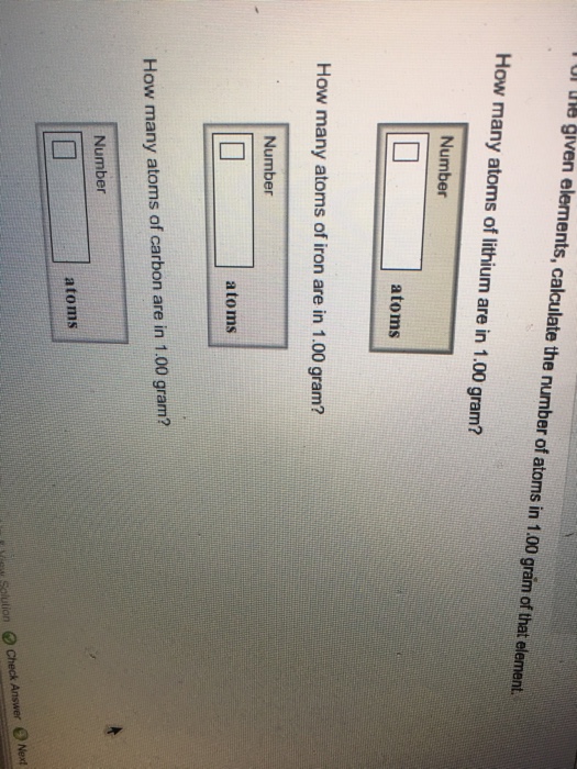 Solved Calculate the number of atoms in 1.00 gram of that | Chegg.com