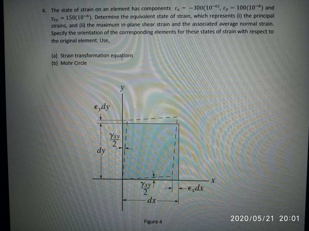 Solved 4. The state of strain on an element has components | Chegg.com