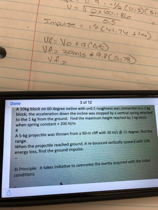 Solved A 10kg block on 60 degree incline with u = 0.5 | Chegg.com