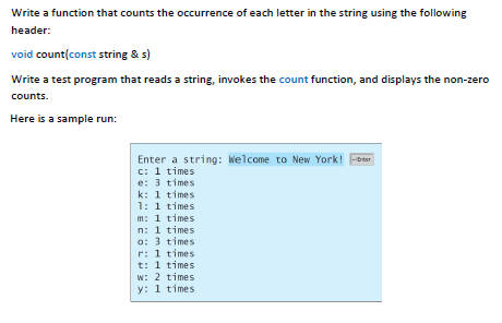 Solved Write a function that counts the occurrence of each | Chegg.com