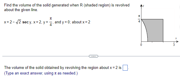 Solved Find the volume of the solid generated when R (shaded | Chegg.com