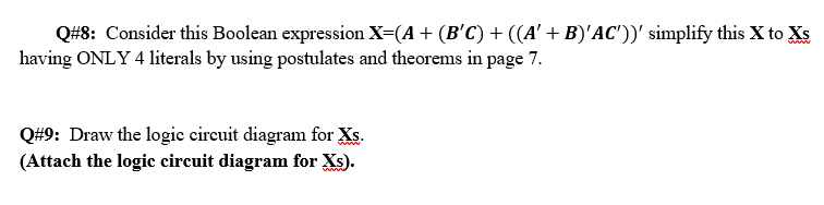 Solved Q#8: Consider this Boolean expression | Chegg.com