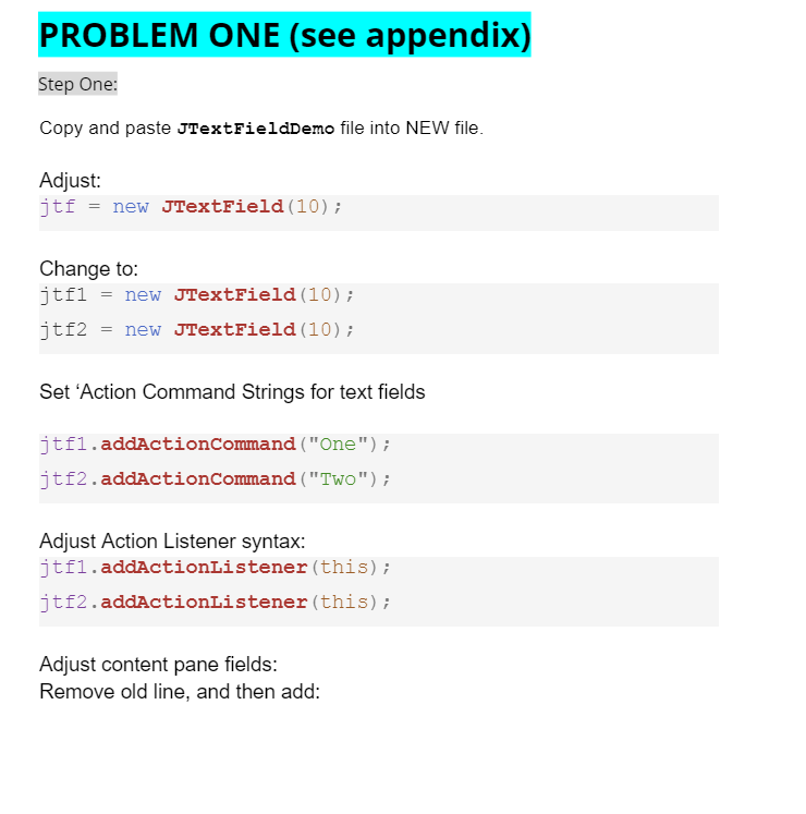 Solved PROBLEM ONE (see appendix) Step One: Copy and paste | Chegg.com