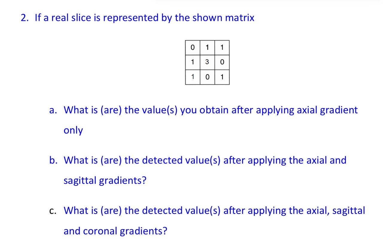 Solved 2. If a real slice is represented by the shown matrix | Chegg.com