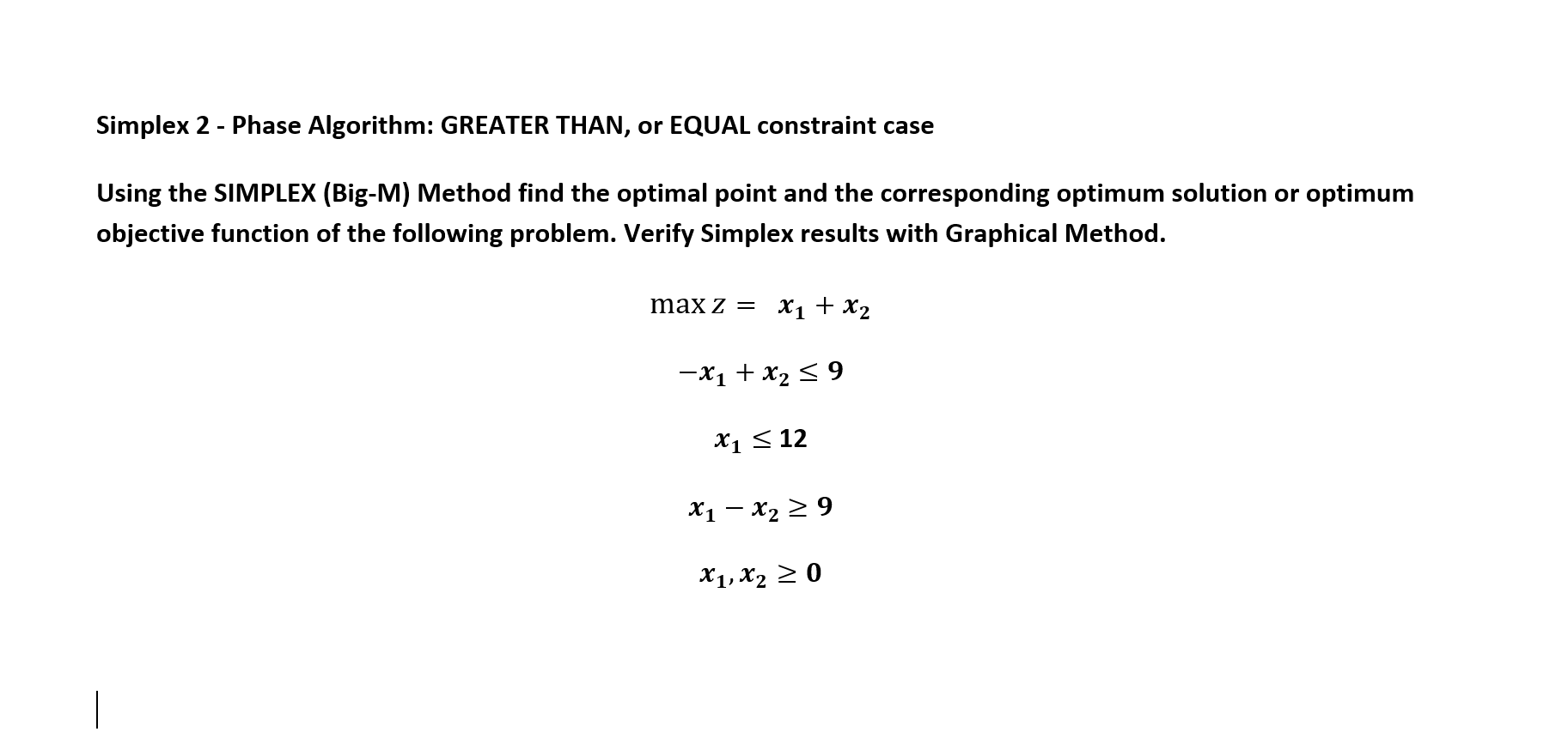 Solved Simplex 2 - Phase Algorithm: GREATER THAN, or EQUAL | Chegg.com