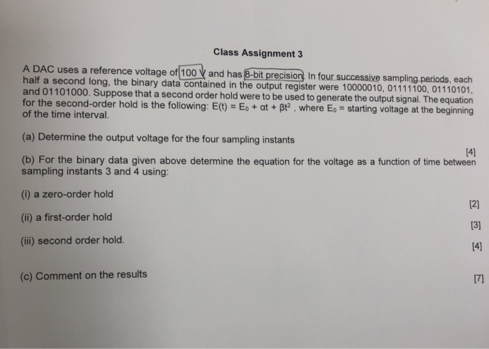 Solved Class Assignment 3 A DAC uses a reference voltage ofl | Chegg.com