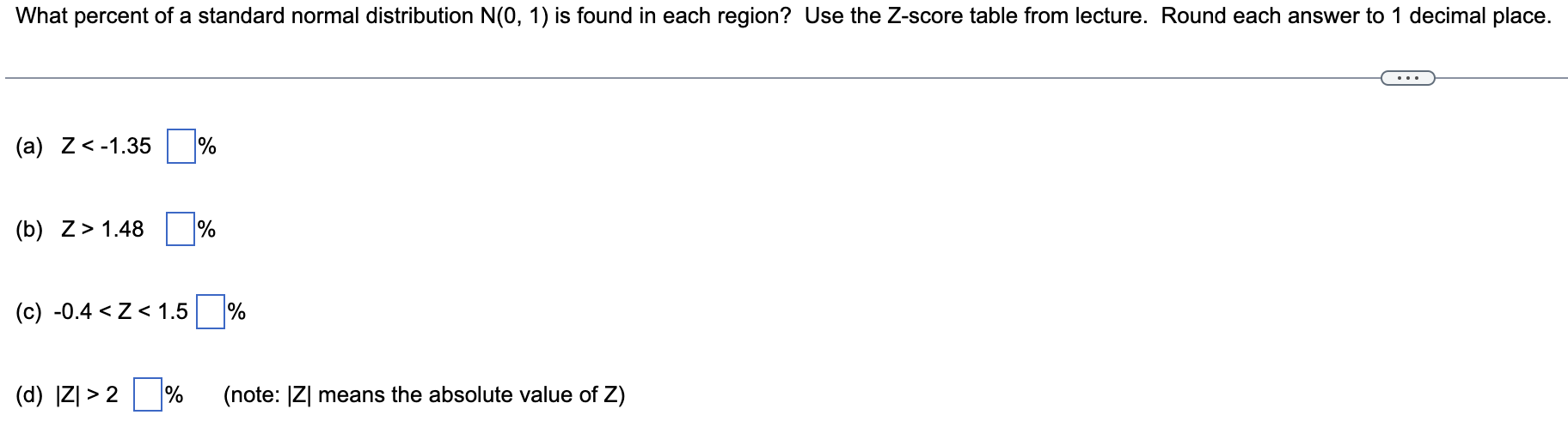 Solved What percent of a standard normal distribution N(0, | Chegg.com
