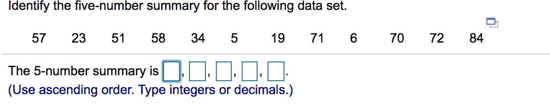 Solved Identify the five-number summary for the following | Chegg.com