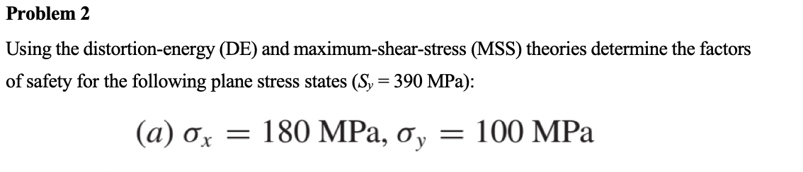 Solved Problem 2Using the distortion-energy (DE) ﻿and | Chegg.com