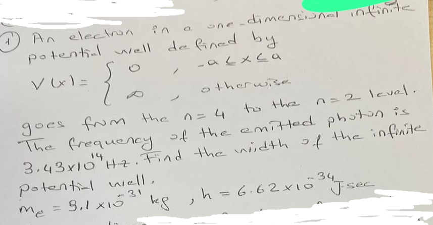 Solved 1 ﻿an Electron In A One Dimensional