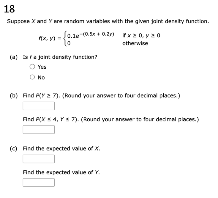 Solved Suppose X and Y are random variables with the given | Chegg.com