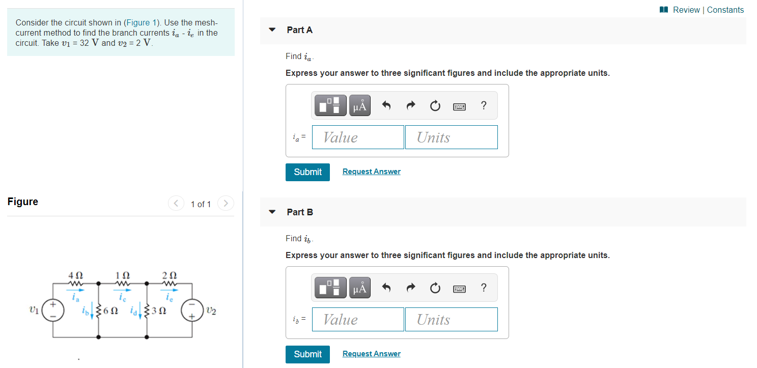 Solved 1 Review Constants Consider the circuit shown in | Chegg.com