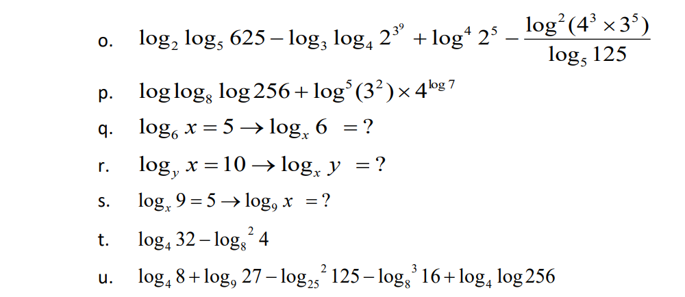 Solved f. g. h. x = 125 →log, X = ? 2log 5 + 4log 6 – 27log: | Chegg.com
