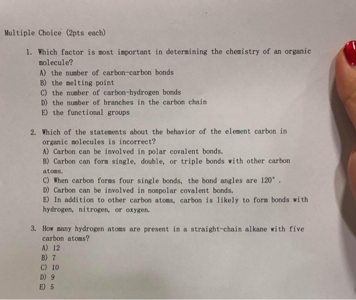Solved Multiple Choice (2pts each) 1. Which factor is most | Chegg.com