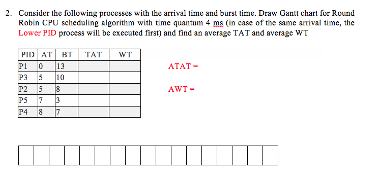 Solved 2. Consider the following processes with the arrival | Chegg.com