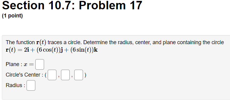 Solved The function r(t) traces a circle. Determine the | Chegg.com