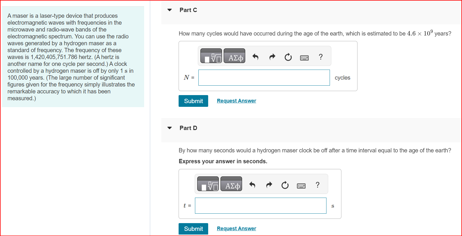 Solved A maser is a laser-type device that produces | Chegg.com