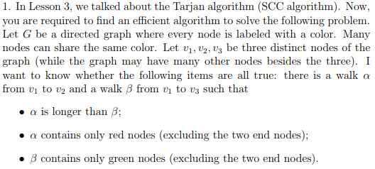 1. In Lesson 3, we talked about the Tarjan algorithm | Chegg.com