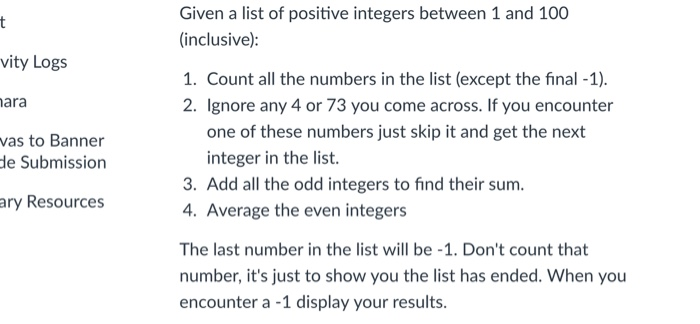 Solved Given a list of positive integers between 1 and 100 | Chegg.com