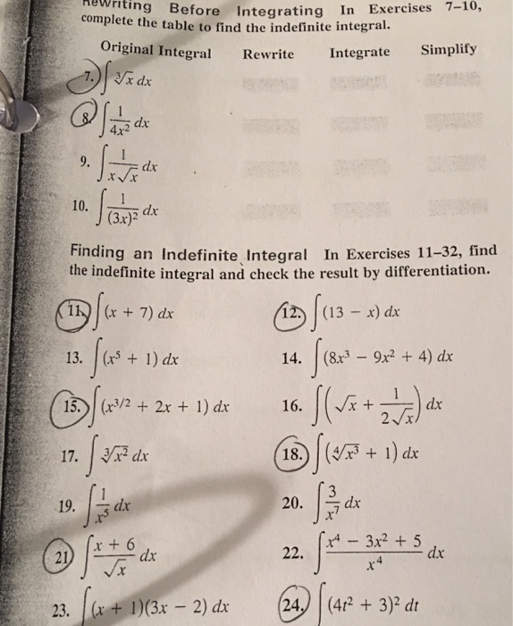 Solved Rewriting Before Integrating In Exercises 7-10, | Chegg.com