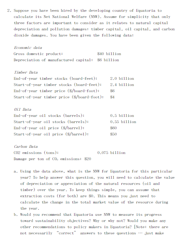 Solved 2. Suppose you have been hired by the developing | Chegg.com