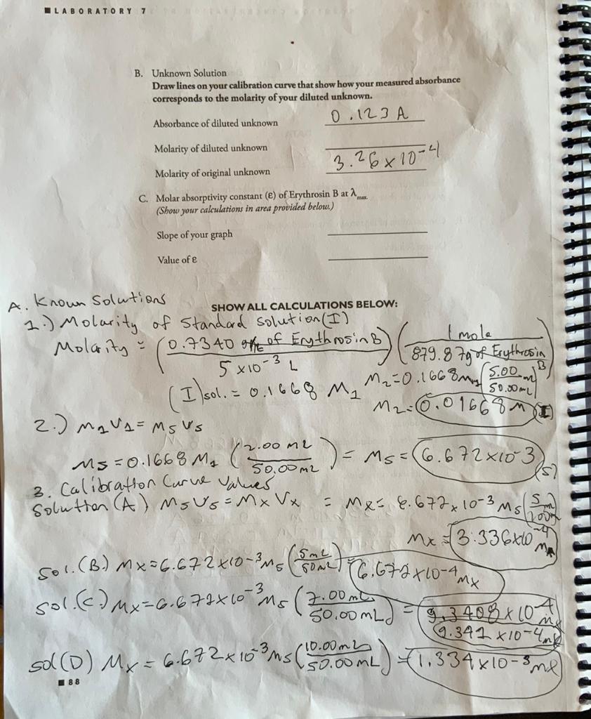 Solved Hello, will you please help me calculate the molarity | Chegg.com