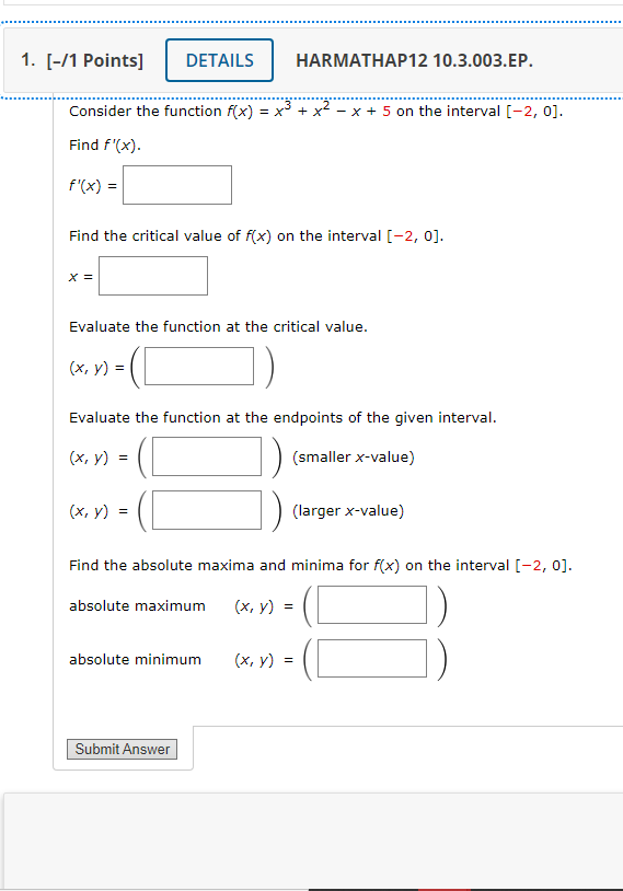 Solved Consider the function f(x)=x3+x2−x+5 on the interval | Chegg.com