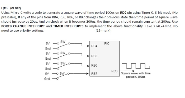 Q#3. (CLO2) Using Mikro-C write a code to generate a | Chegg.com
