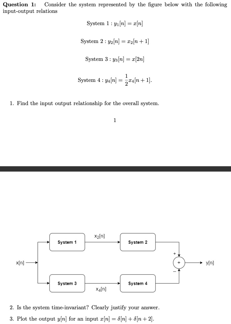 Solved Question 1 Consider The System Represented By The