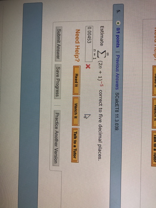 Solved 5.0/1 points | Previous Answers SCalcET8 11.3.039 | Chegg.com