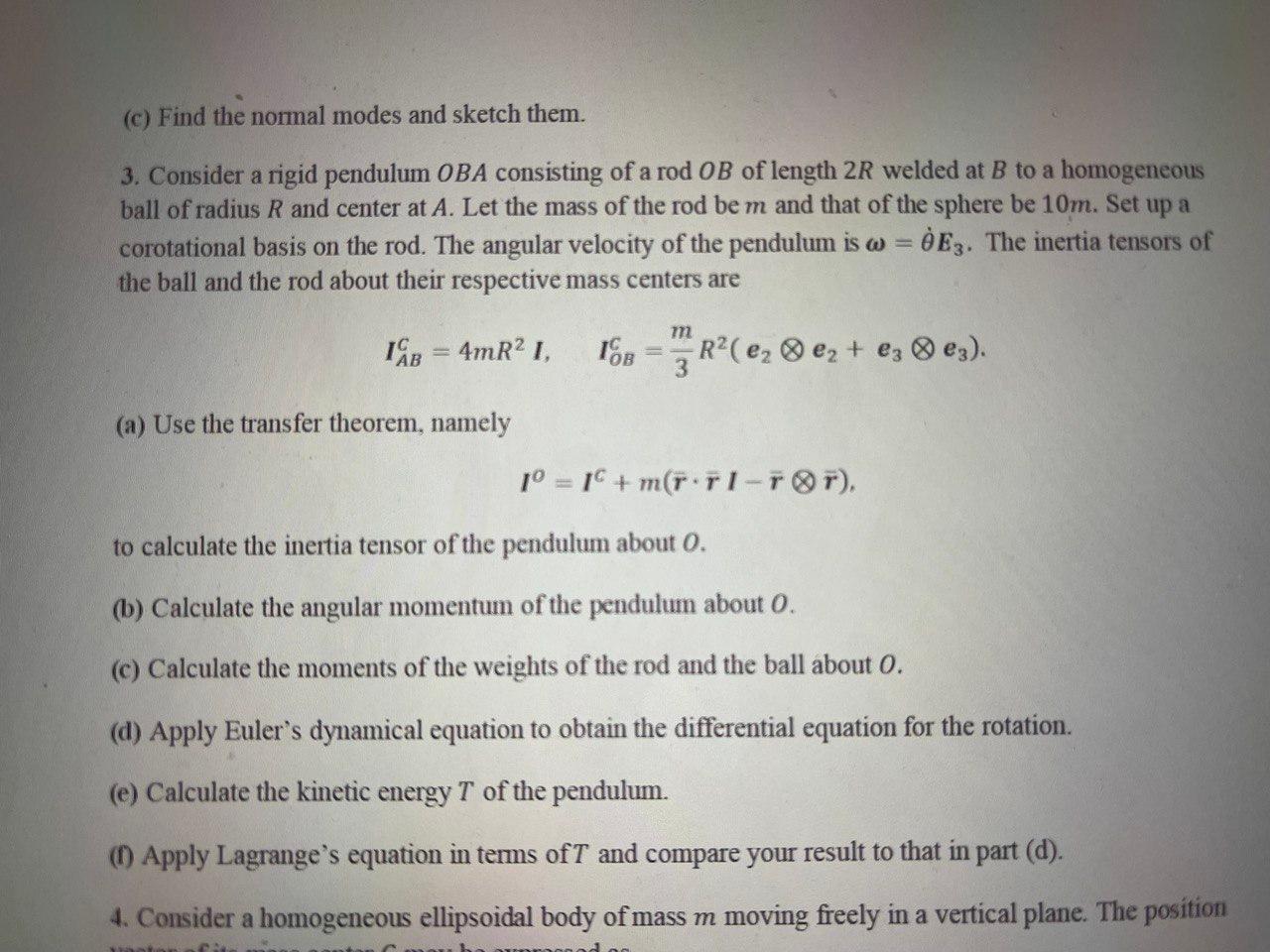 Solved (c) Find the normal modes and sketch them. 3. | Chegg.com
